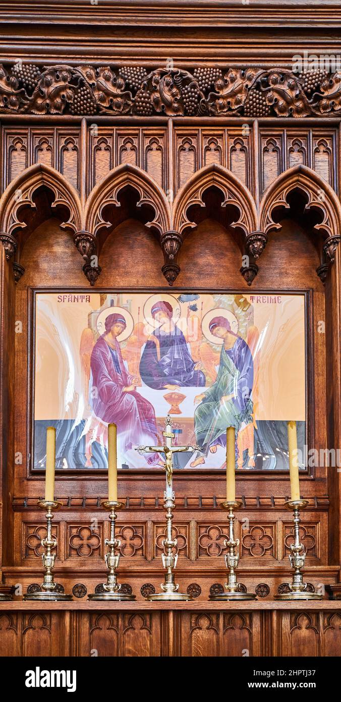 Icon of the Trinity, behind the altar at the guild church of St Mary ...