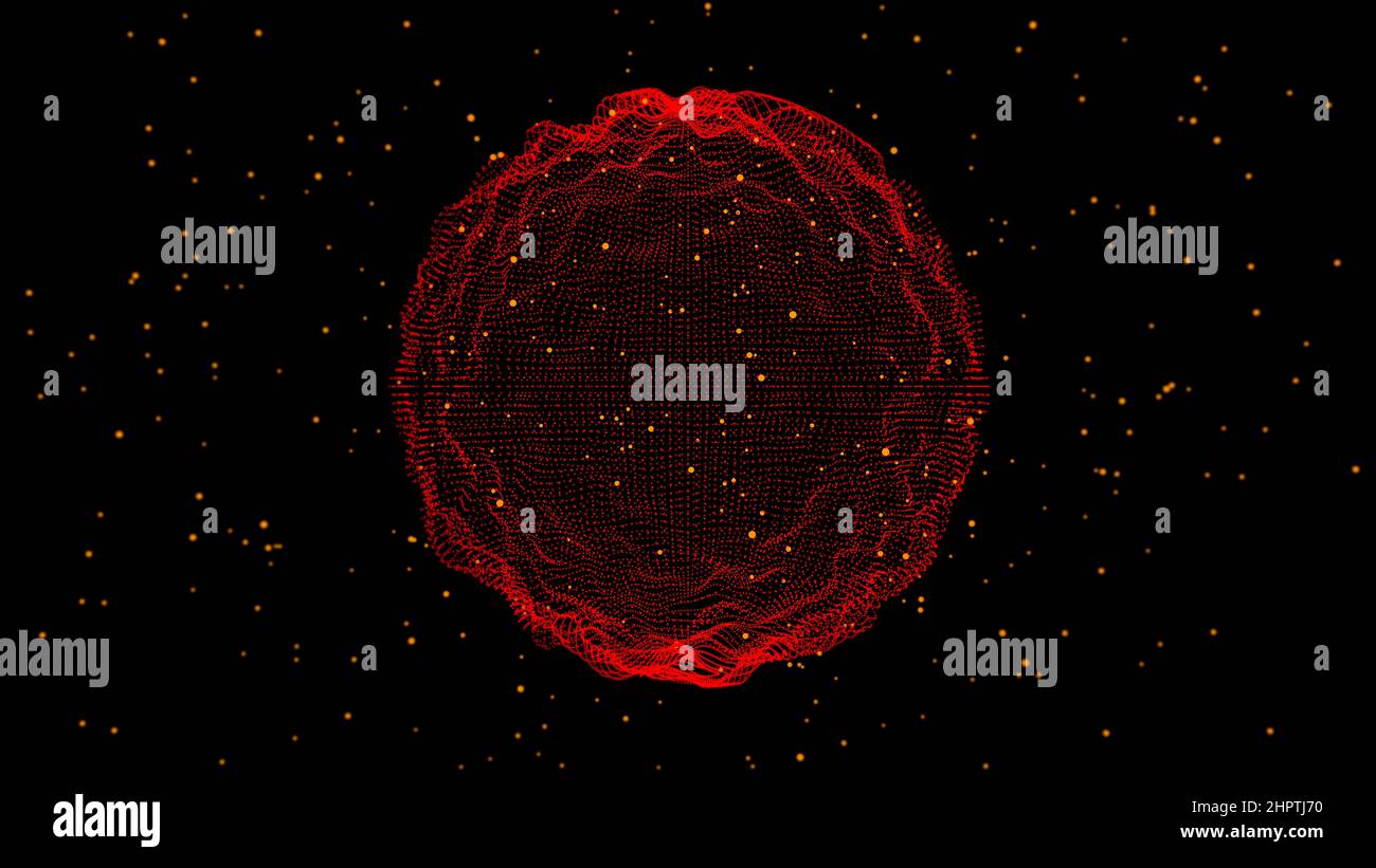 Waves data abstract background. 3d digital sphere blue dots are ...