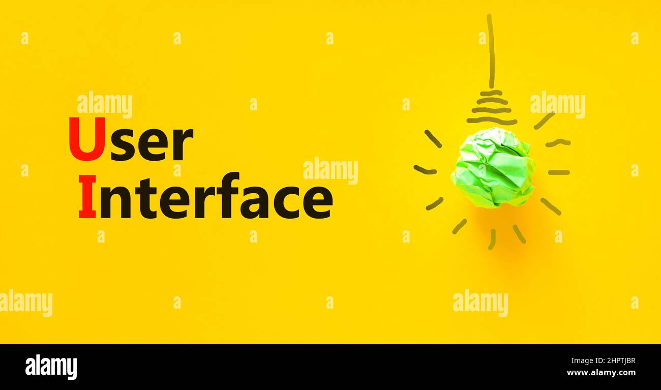 UI user interface symbol. Concept words UI user interface. Green light ...