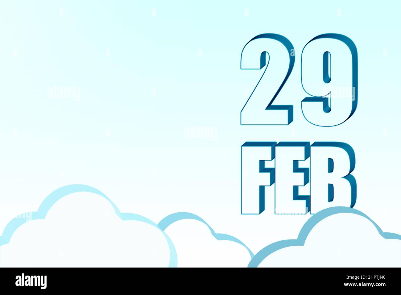 29th day of February. 3d calendar with the date of 29 February on blue ...