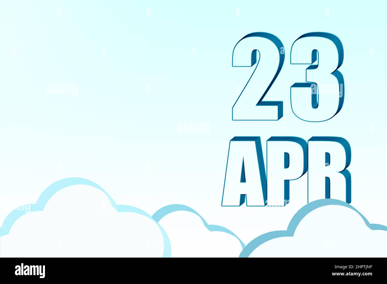 23rd day of April. 3d calendar with the date of 23 April on blue sky ...