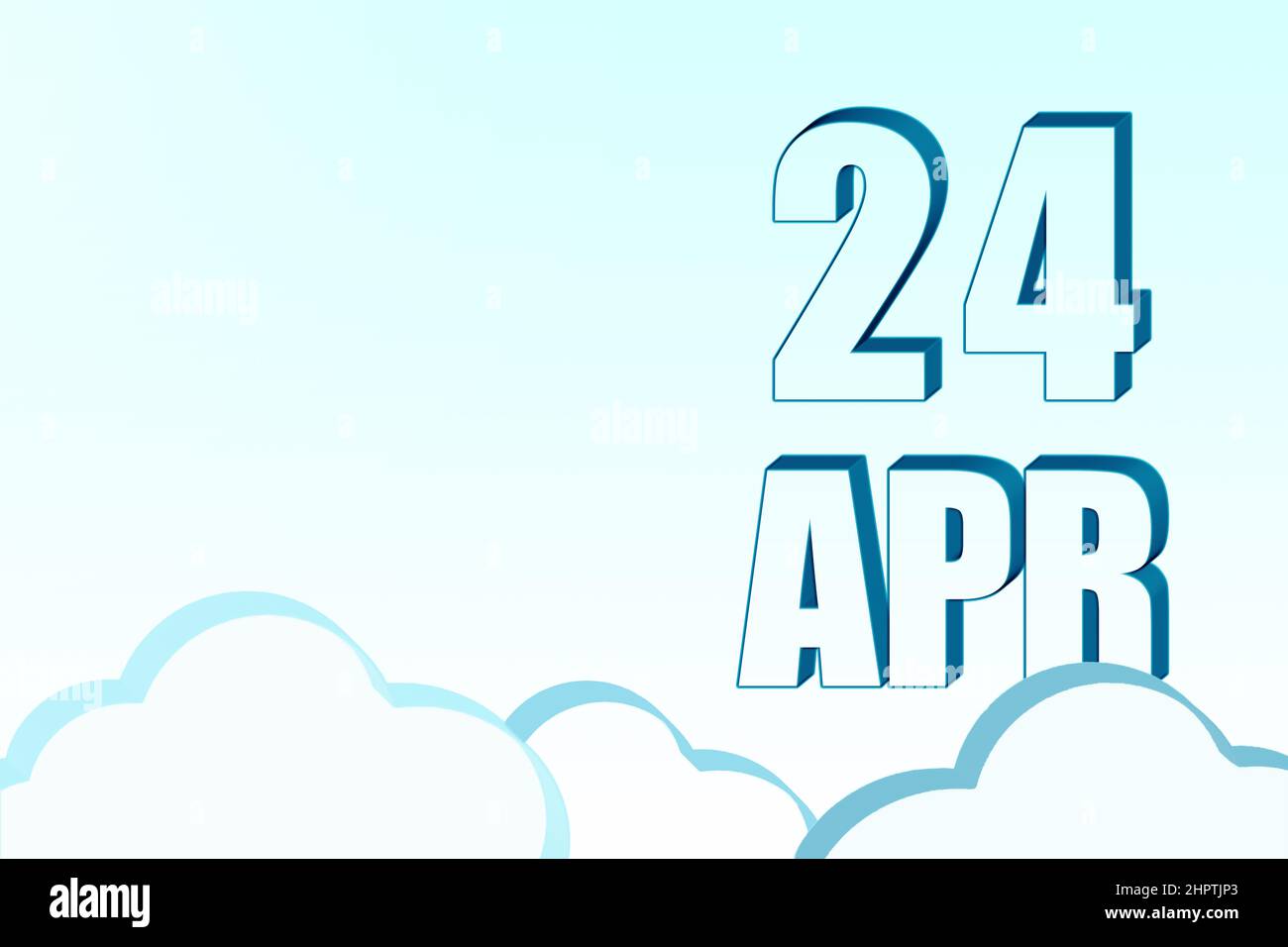 24th day of April. 3d calendar with the date of 24 April on blue sky ...