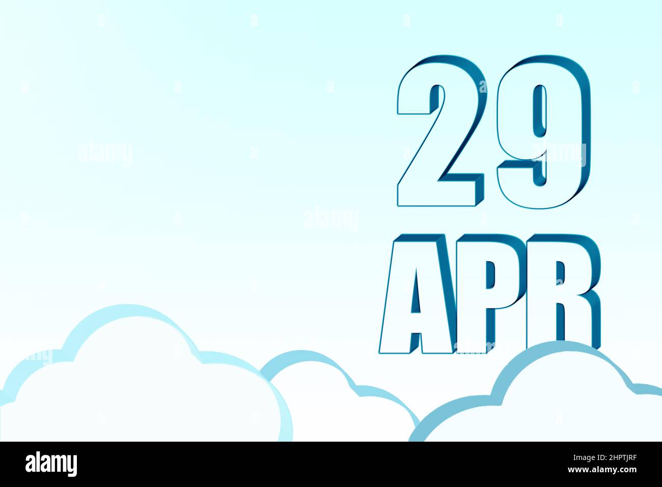 29th day of April. 3d calendar with the date of 29 April on blue sky ...
