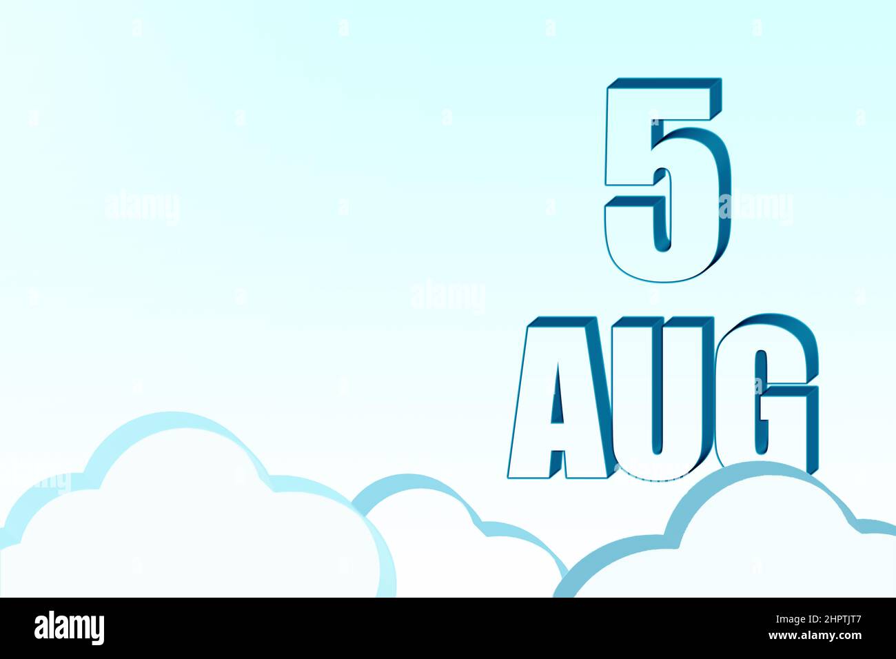 5th day of August. 3d calendar with the date of 5 August on blue sky ...