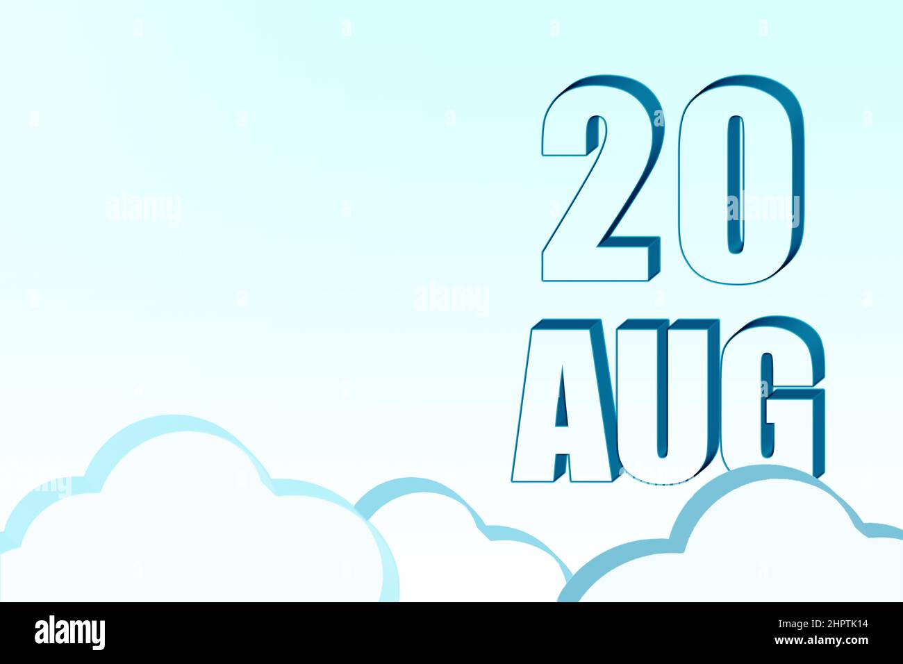 20th day of August. 3d calendar with the date of 20 August on blue sky ...