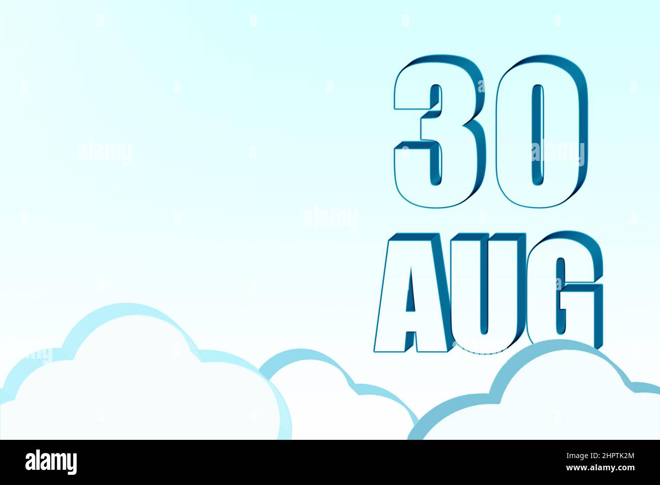 30th day of August. 3d calendar with the date of 30 August on blue sky ...