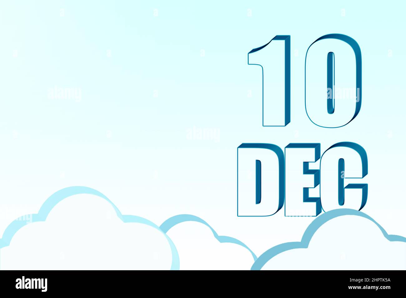 10th day of December. 3d calendar with the date of 10 December on blue ...