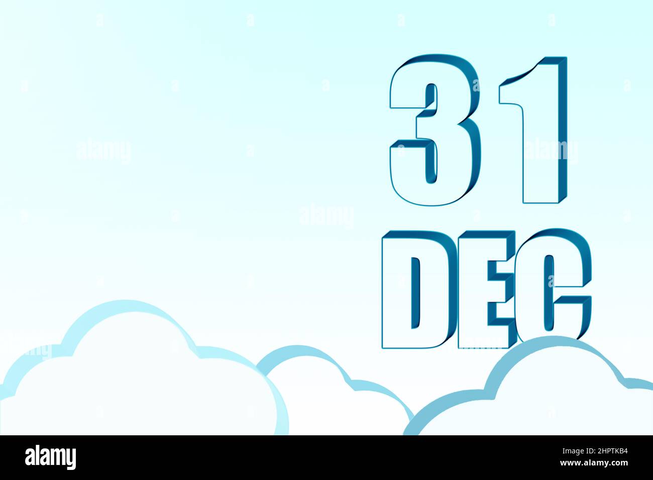 31st day of December. 3d calendar with the date of 31 December on blue ...