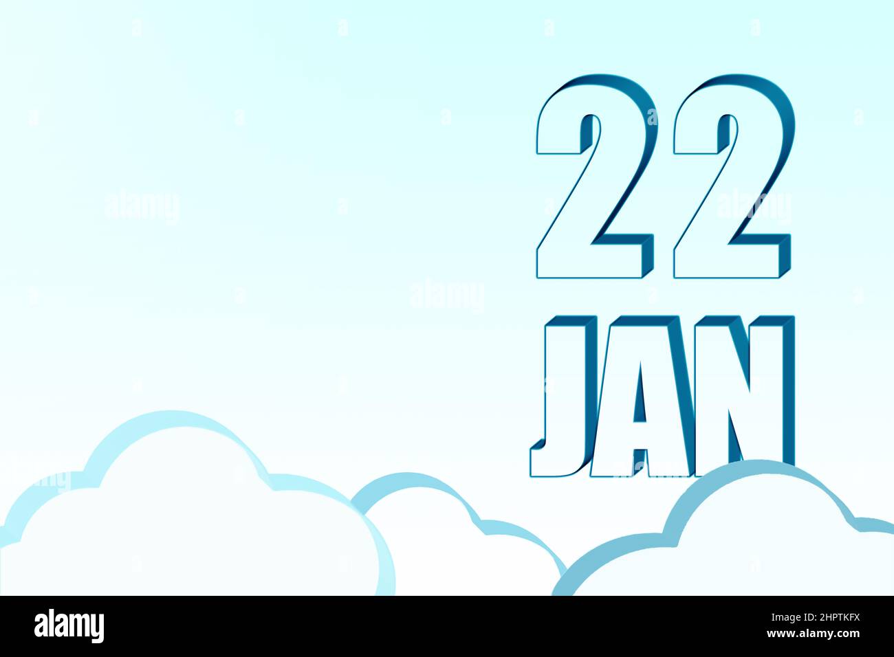 22nd day of January. 3d calendar with the date of 22 January on blue ...