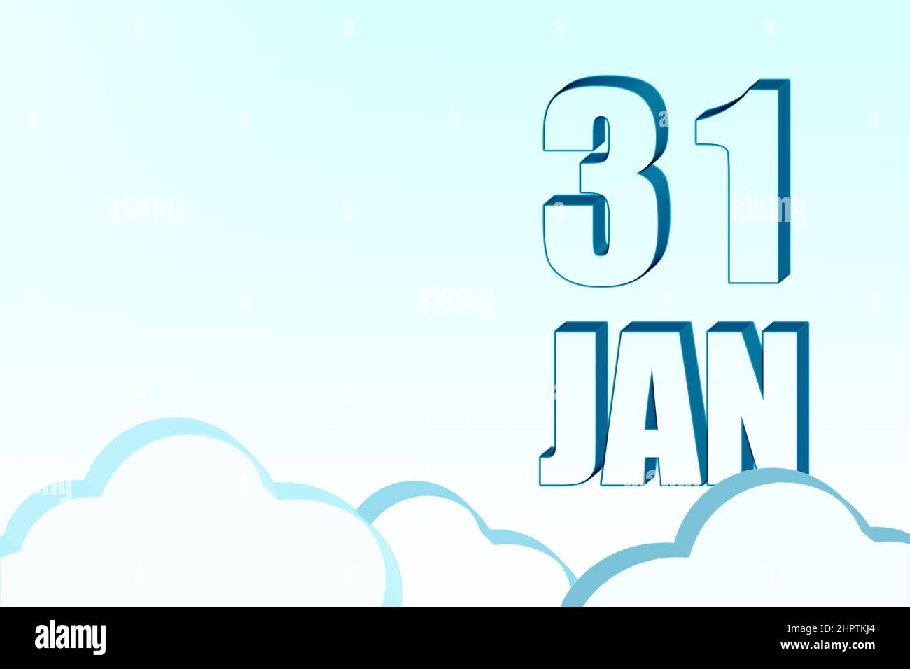 31st day of January. 3d calendar with the date of 31 January on blue ...