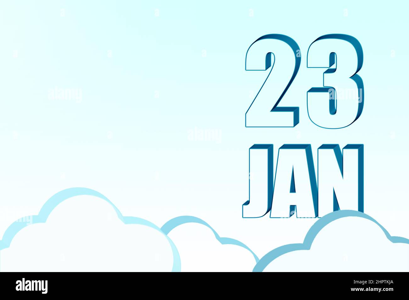 23rd day of January. 3d calendar with the date of 23 January on blue ...