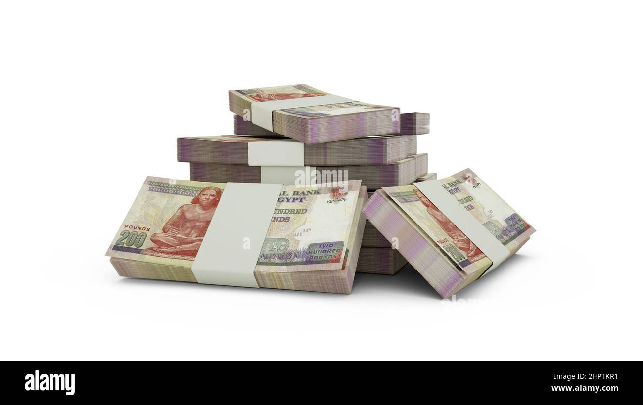 3d Rendering Of Stack Of Egyptian Pound Notes Bundles Of Egyptian Currency Notes Isolated On