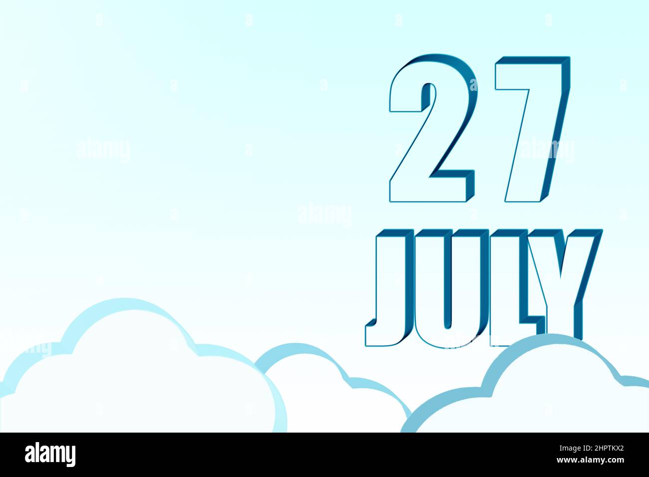 27th day ofJuly. 3d calendar with the date of 27July on blue sky with ...
