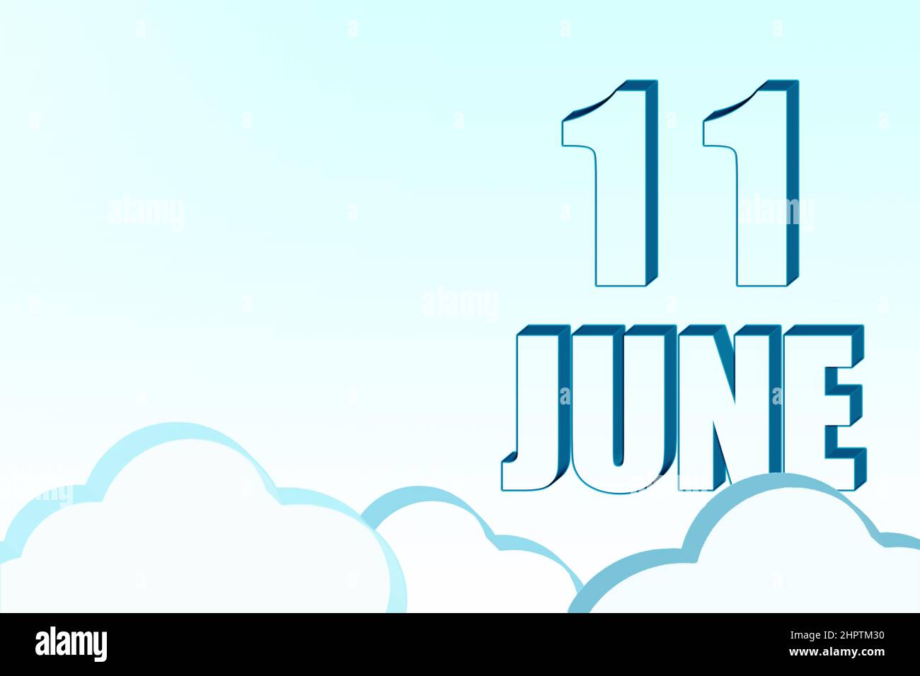 11th day of June. 3d calendar with the date of 11 June on blue sky with ...