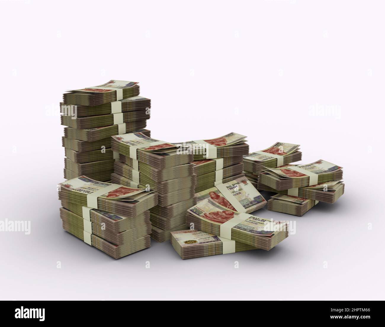 Stack of Egyptian pound notes. 3D rendering of bundles of banknotes ...
