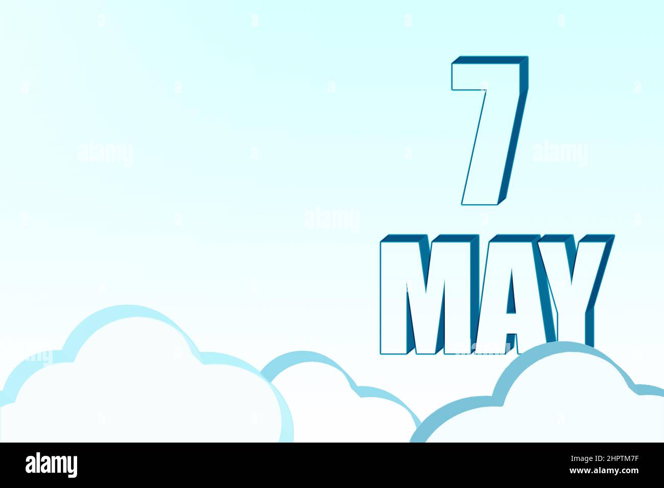 7th day of May. 3d calendar with the date of 7 May on blue sky with ...
