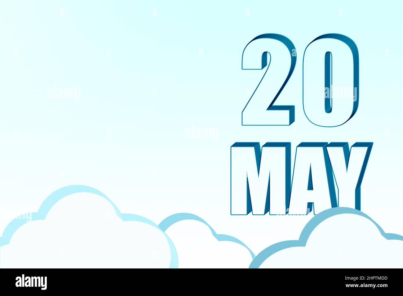 20th day of May. 3d calendar with the date of 20 May on blue sky with ...