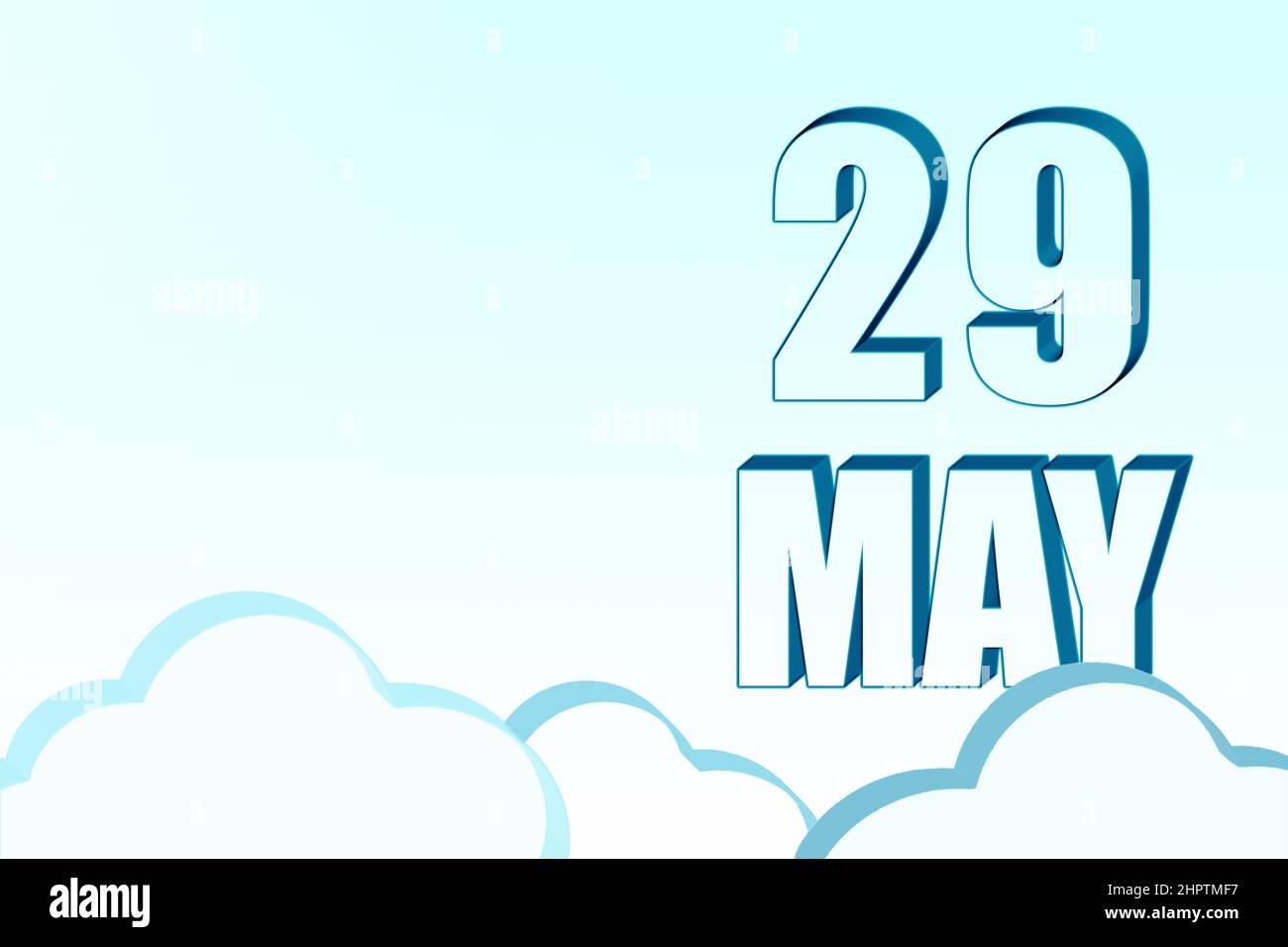 29th day of May. 3d calendar with the date of 29 May on blue sky with ...