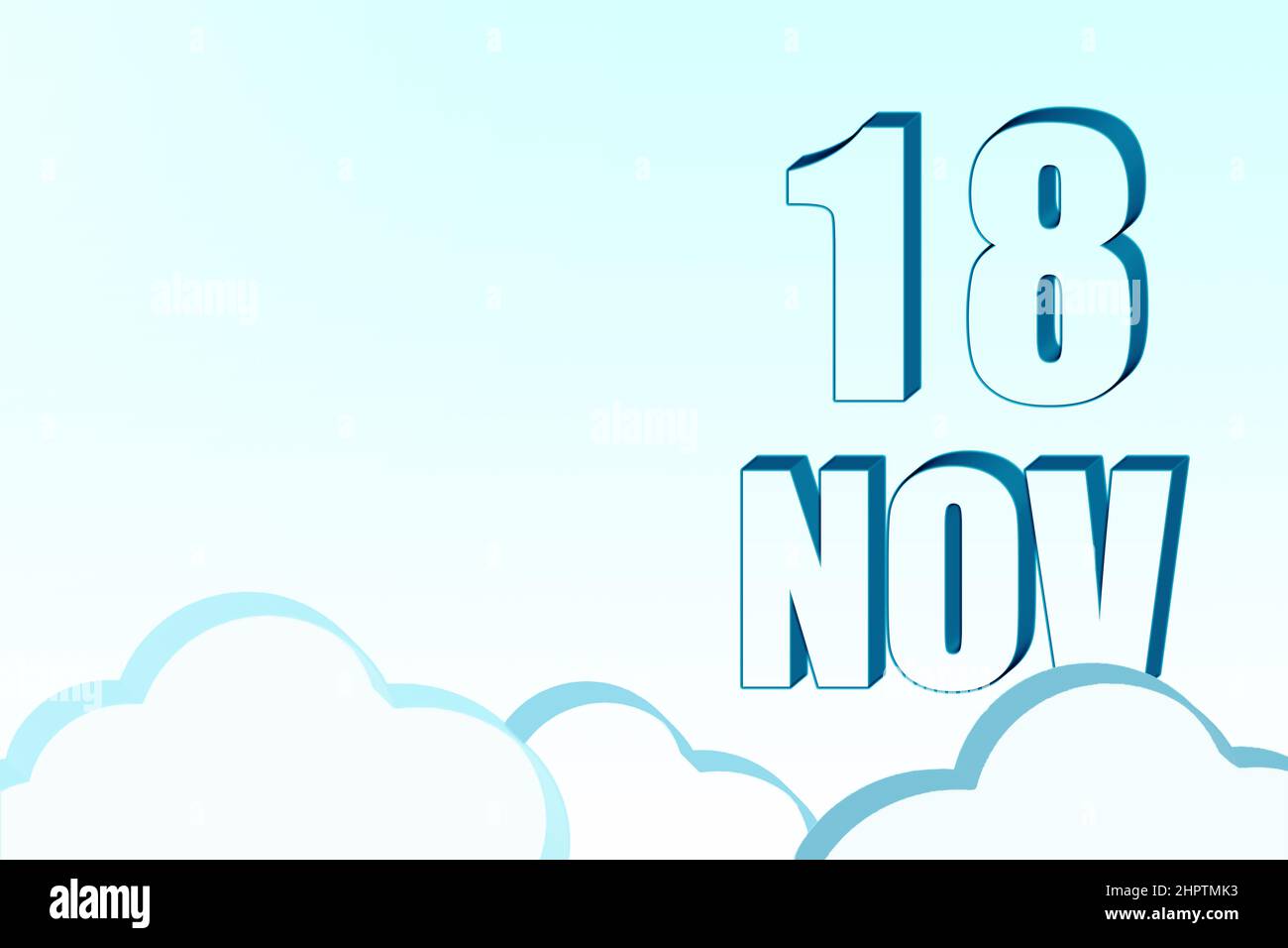 18th day of November. 3d calendar with the date of 18 November on blue ...