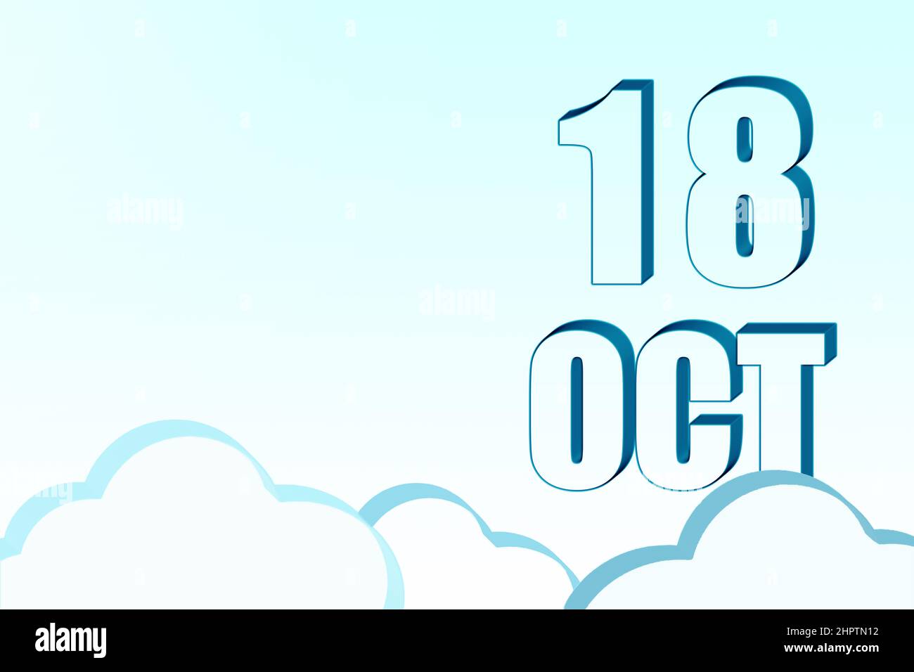 18th day of October. 3d calendar with the date of 18 October on blue ...