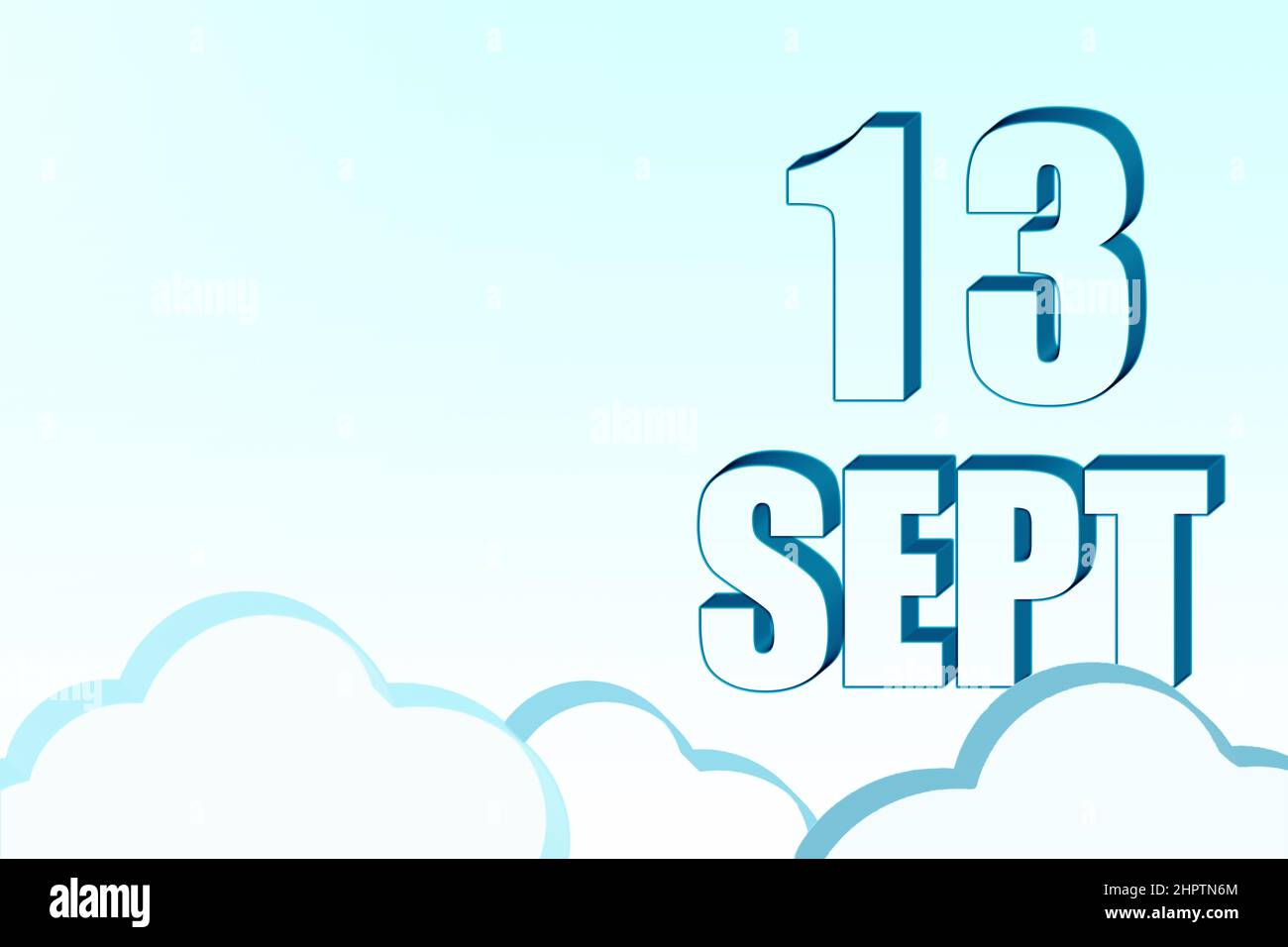 13th day of September. 3d calendar with the date of 13 September on ...