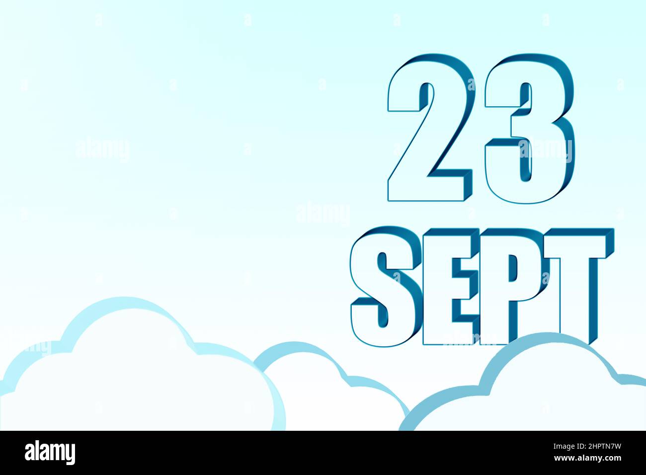 23rd day of September. 3d calendar with the date of 23 September on ...