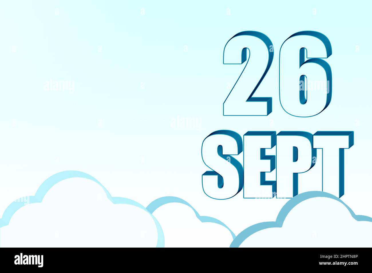 26th day of September. 3d calendar with the date of 26 September on ...