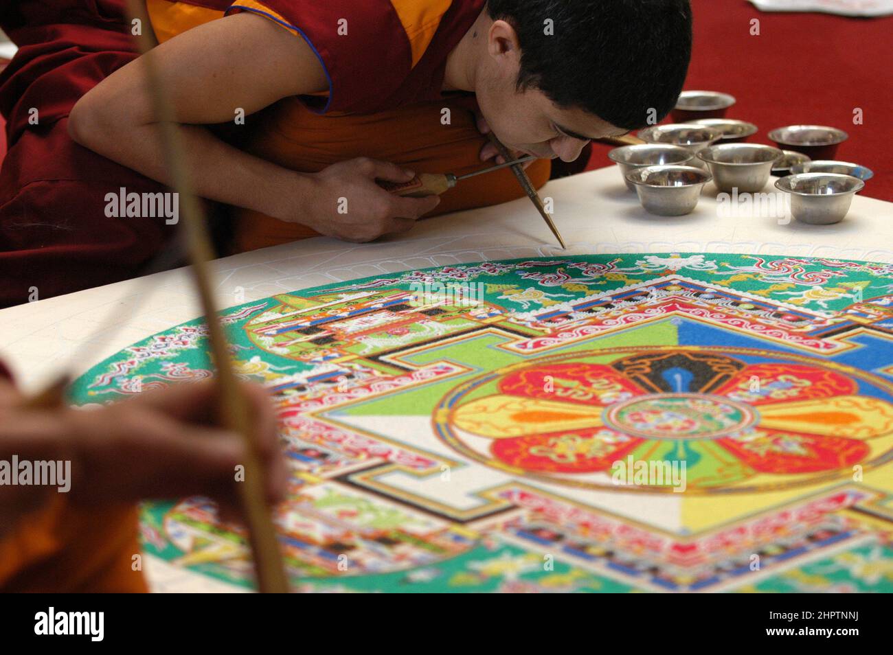 Rome, Italy 08/03/2005: Tibetan monks work on a Mandala. ©Andrea ...