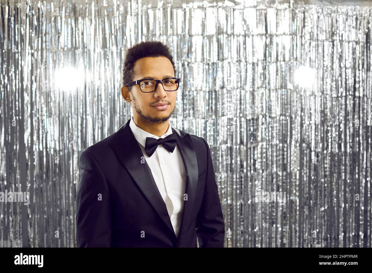 Portrait of African American man on disco background Stock Photo - Alamy