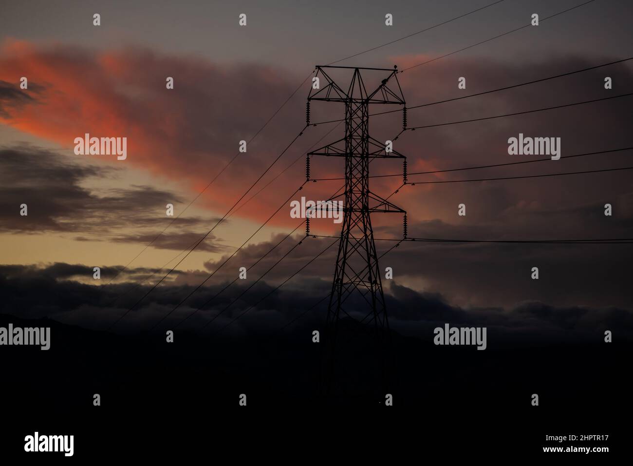 Power tower silhouette hi-res stock photography and images - Alamy