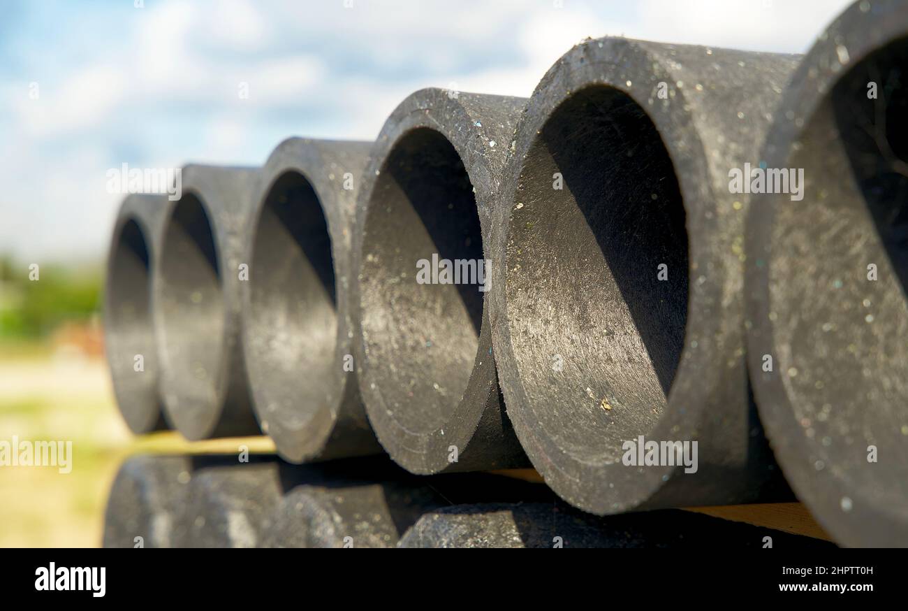 Close-up of circular construction material made from re-used waste ...