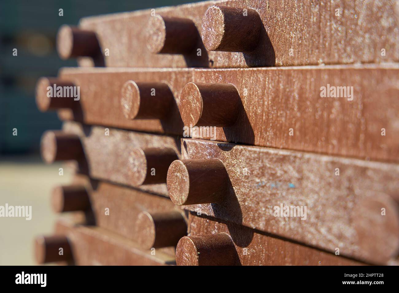 Close-up of circular construction material made from re-used waste ...