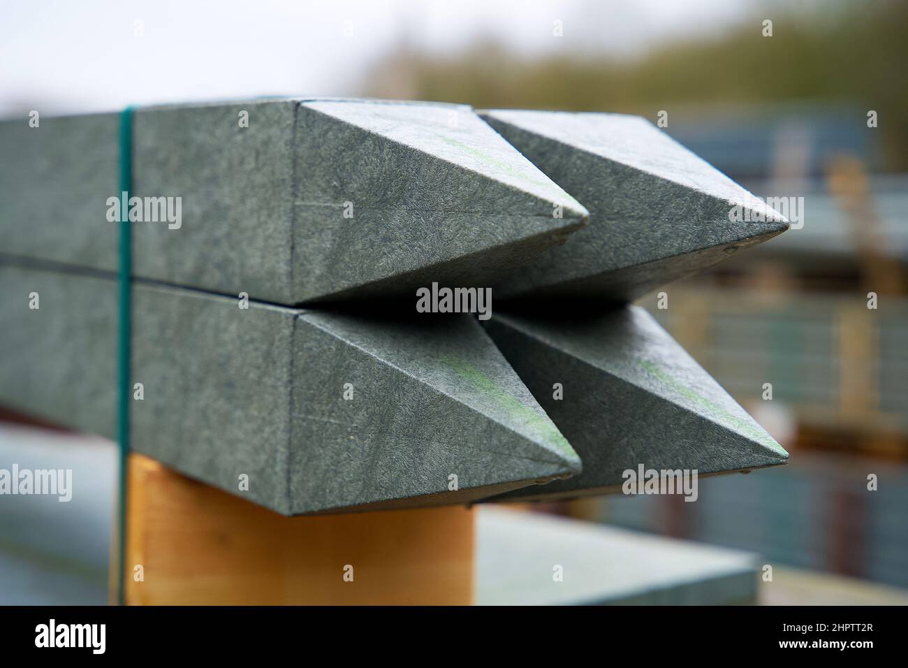 Close-up of circular construction material made from re-used waste ...