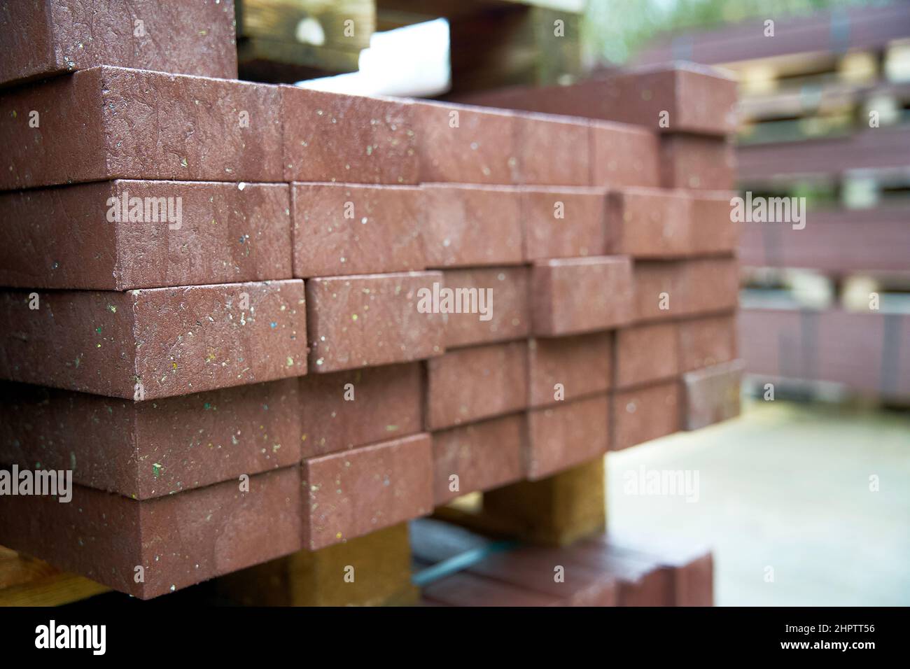 Close-up of circular construction material made from re-used waste ...