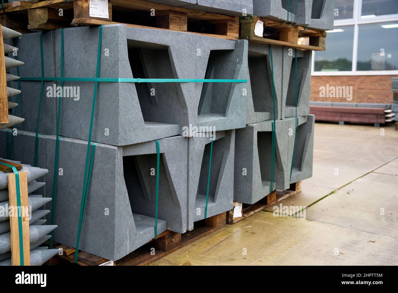 Close-up of circular construction material made from re-used waste ...