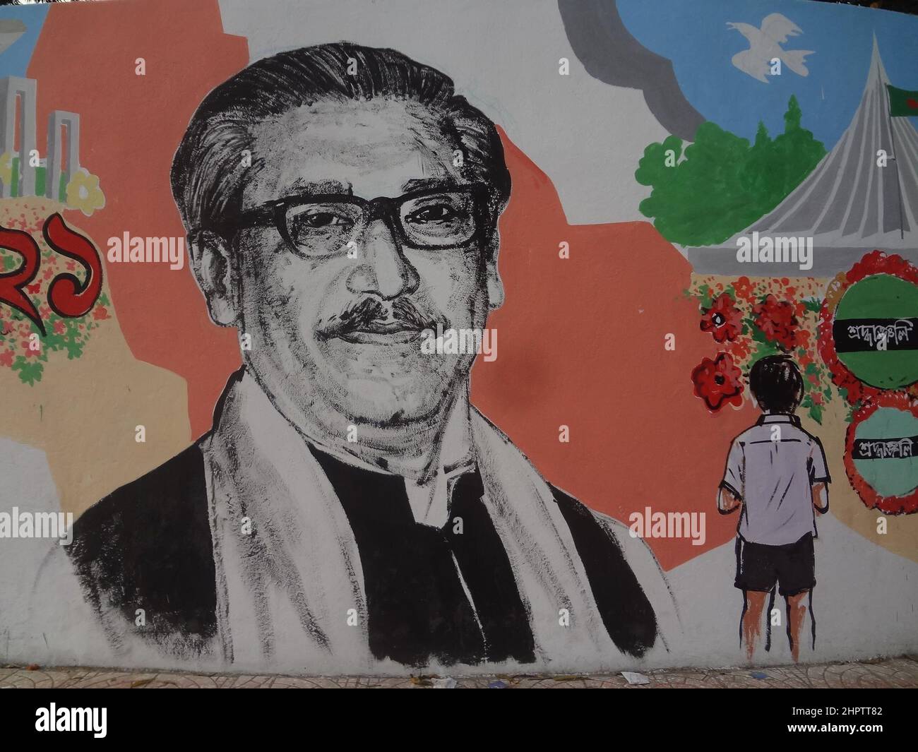 February 24, 2022, dhaka, Bangladesh: A portrait of the founding father ...