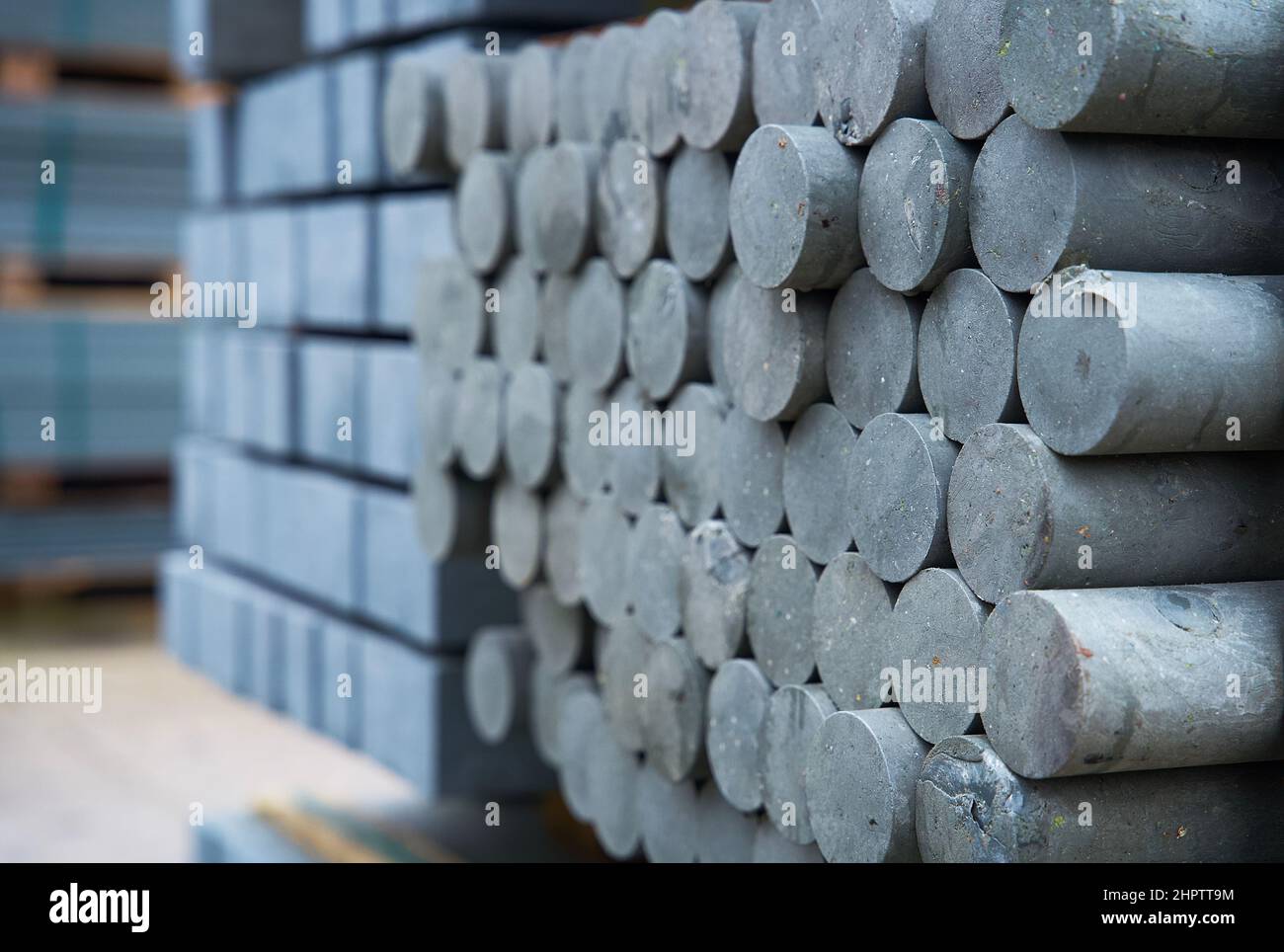 Close-up of circular construction material made from re-used waste ...