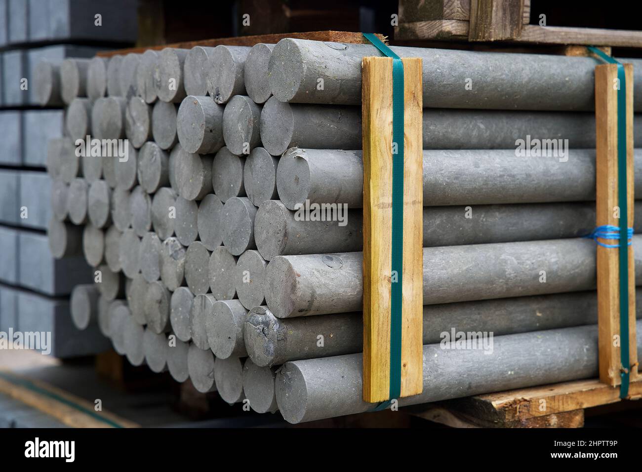 Close-up of circular construction material made from re-used waste ...