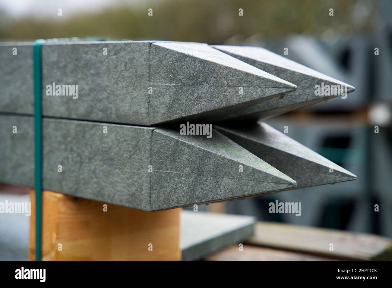 Close-up of circular construction material made from re-used waste ...