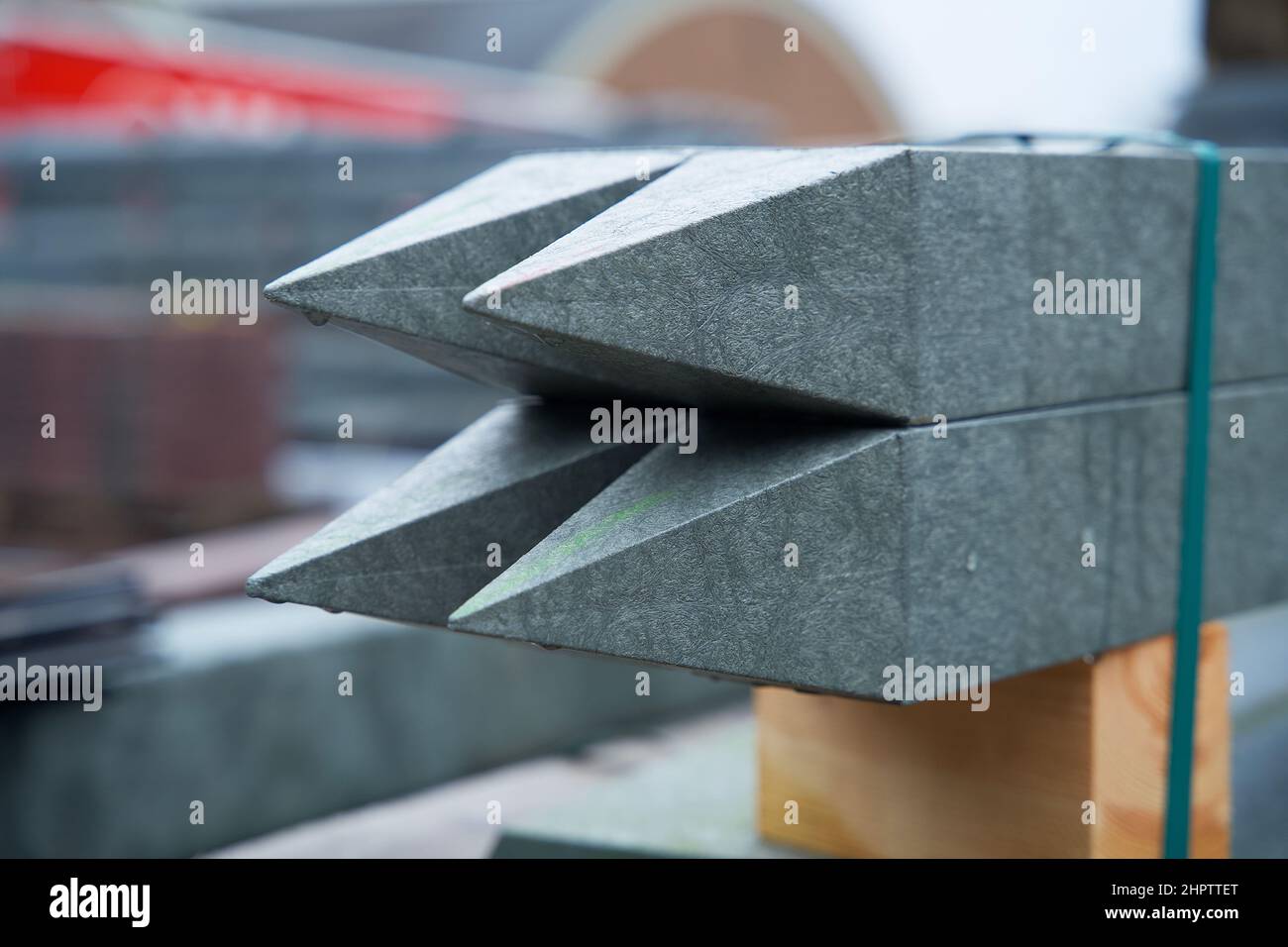 Close-up of circular construction material made from re-used waste ...