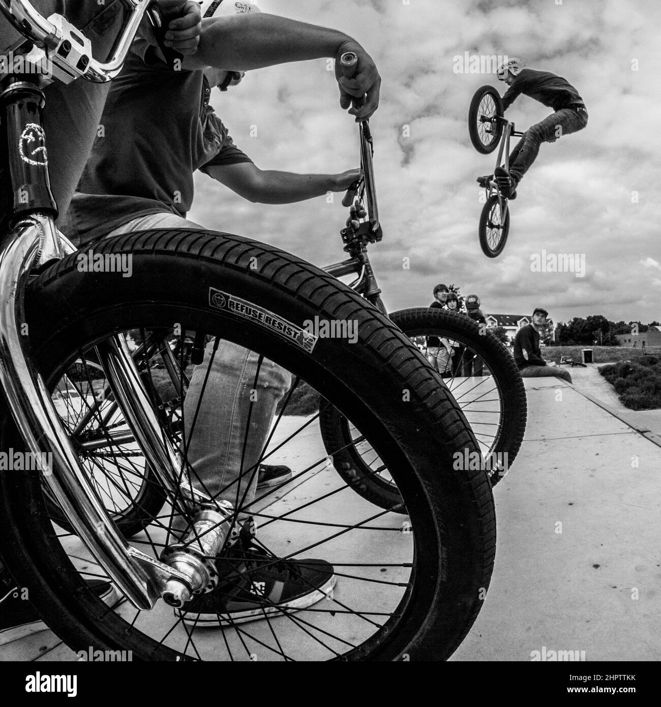 Cyclist stunt riding, often referred to as stunting, is a bicycle sport ...