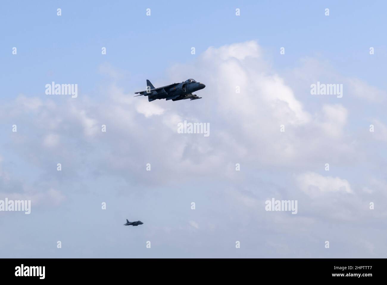 Military planes above water surface. Fire practice at sea. Navy ...