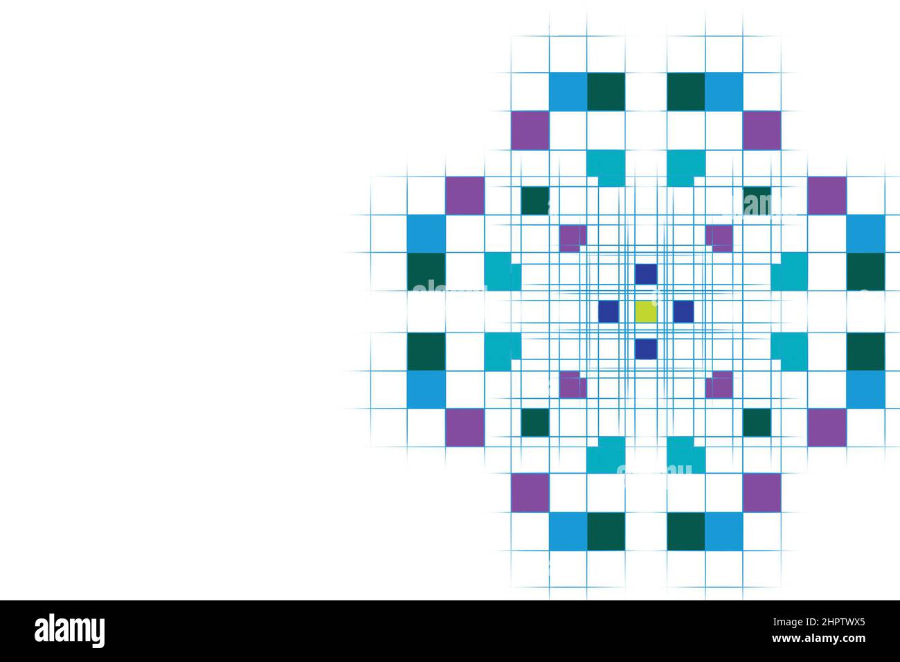 Mosaic geometric motif constructed on a grid. Colorful squares on white ...
