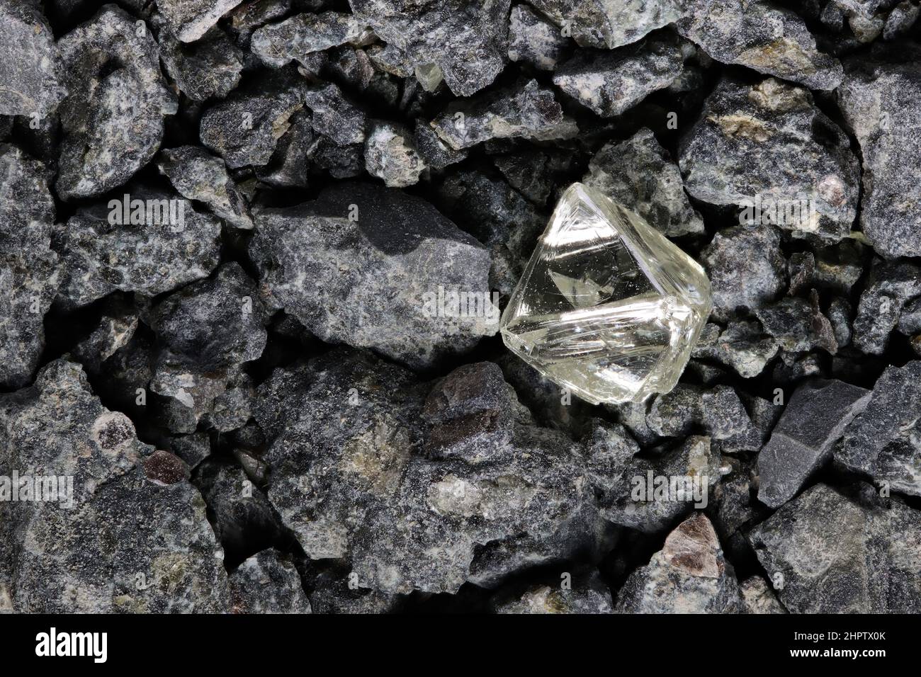 natural 0.55 ct octahedral diamond from South Africa in kimberlite ...