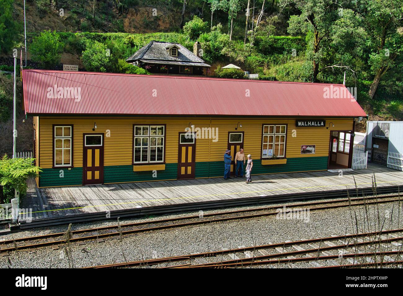 Traditional railway station of the former gold mining town of Walhalla ...