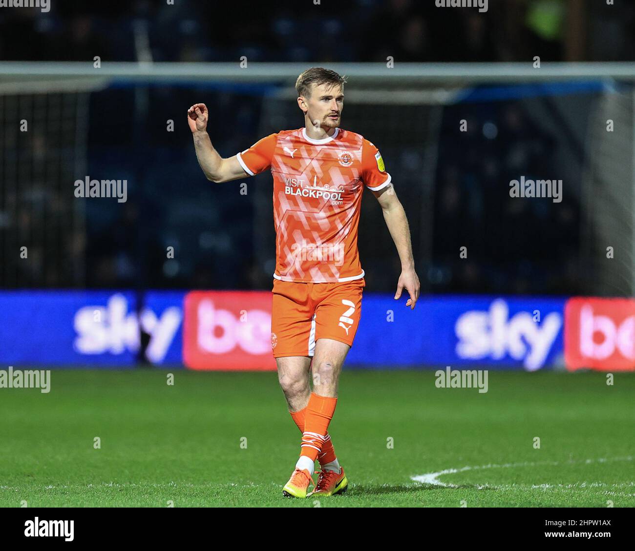 Callum Connolly #2 of Blackpool gives his team instructions Stock Photo ...