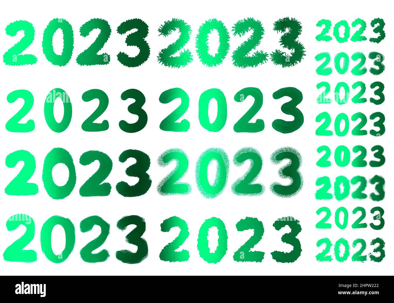 Set with 2023 numbers for stickers and cards and cards for postcard and ...