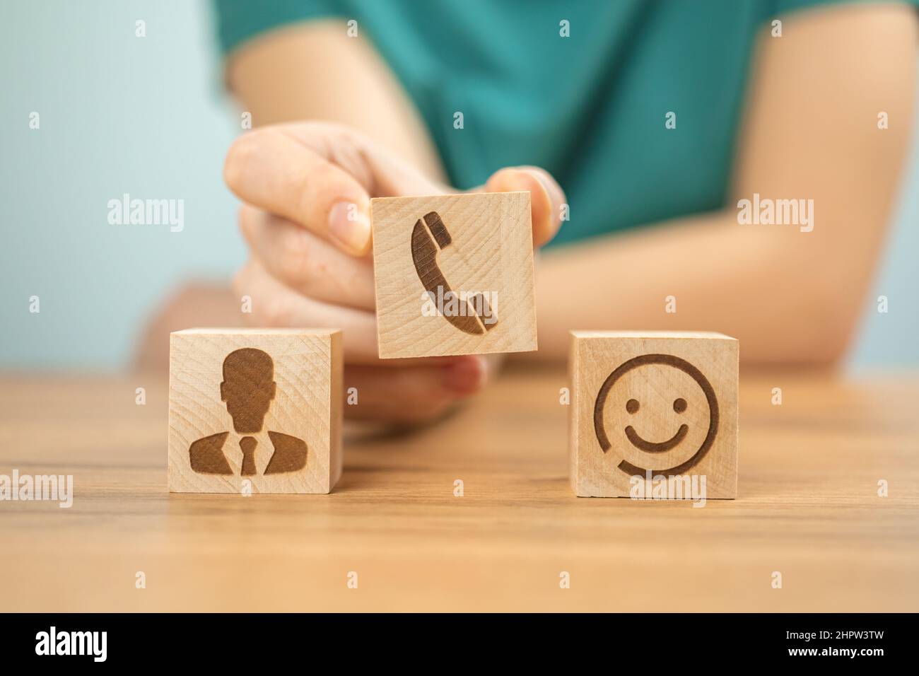 Happy customer with call center service concept background. Assist ...