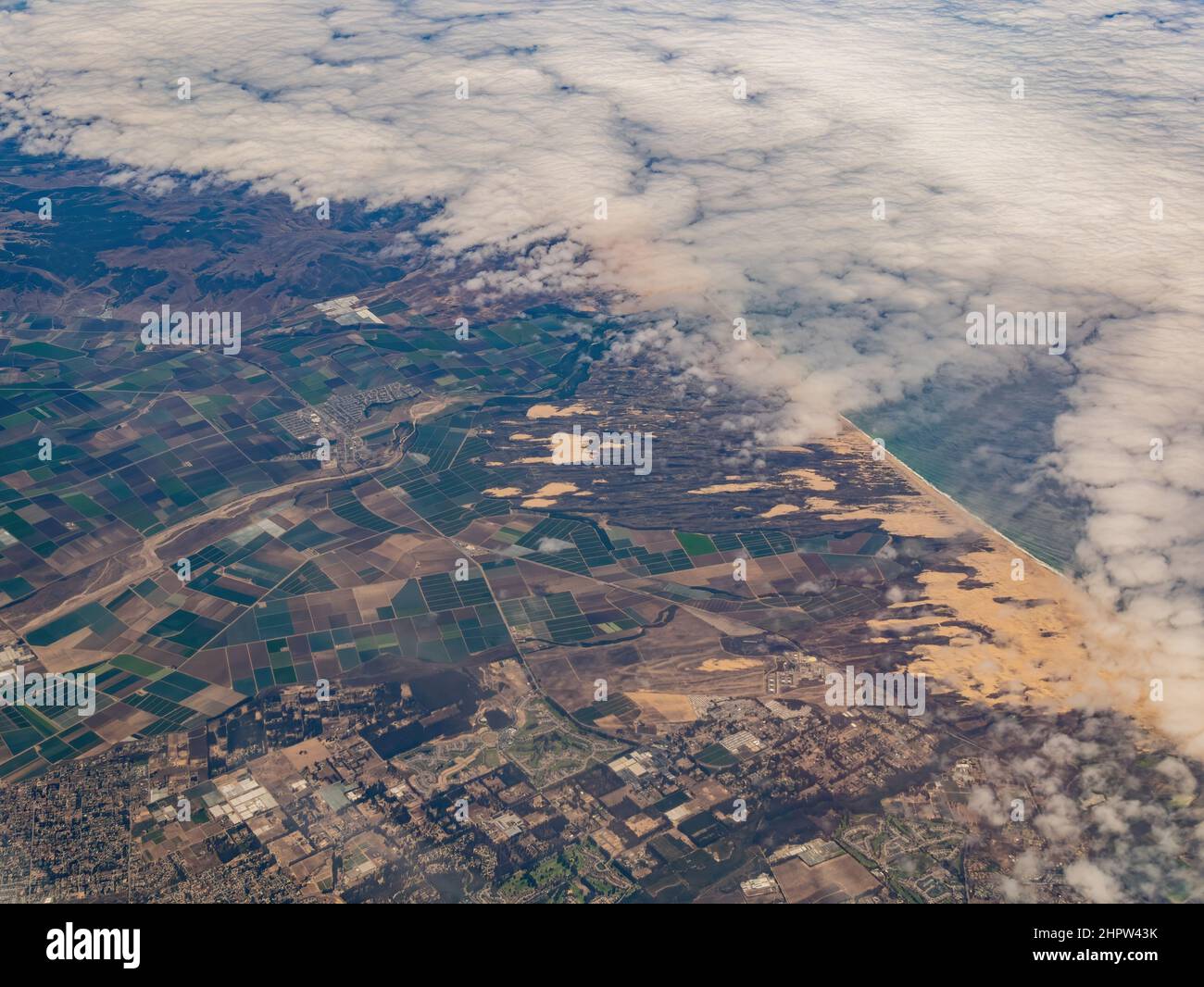Aerial view of the Guadalupe-Nipomo Dunes National Wildlife Refuge ...