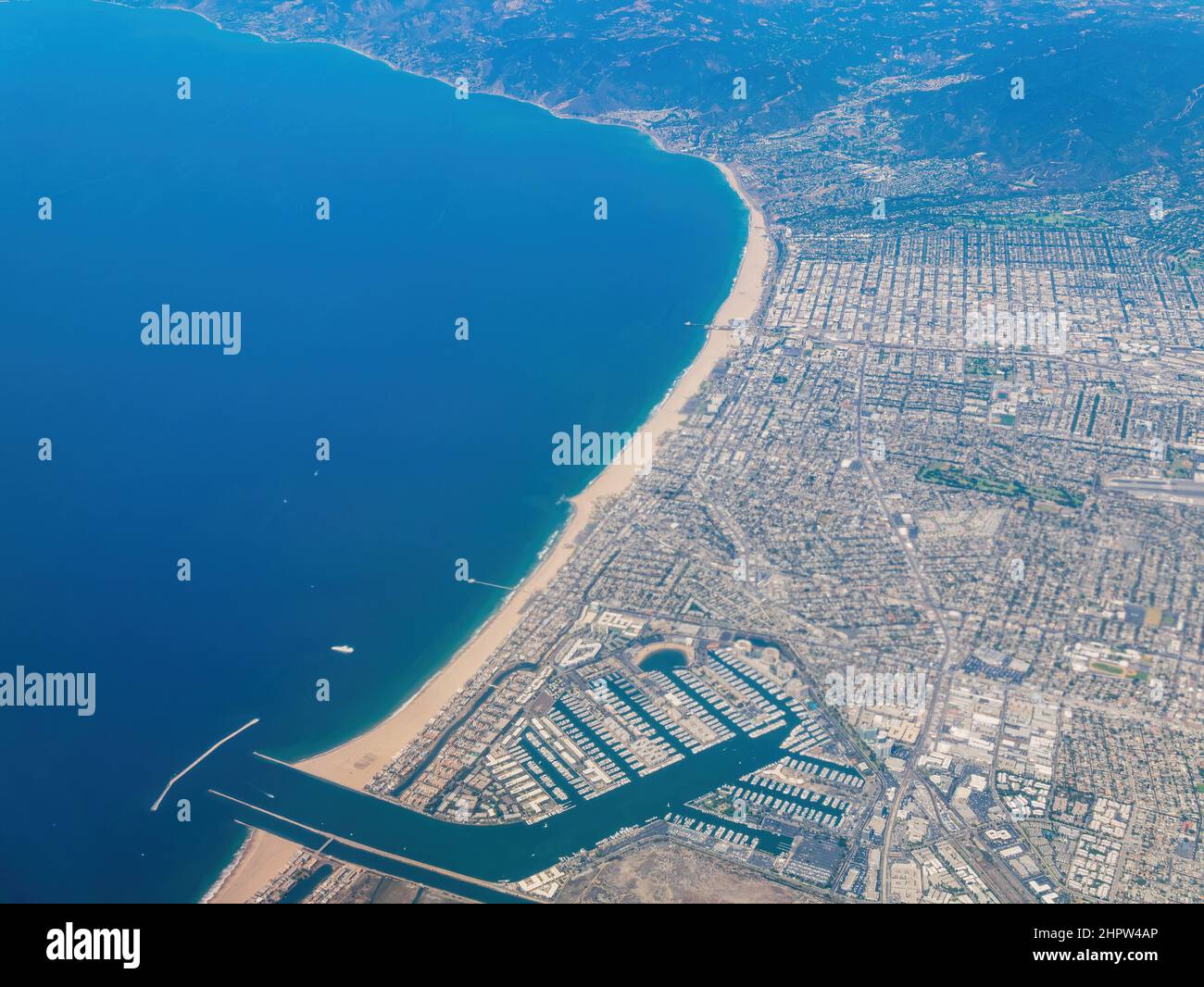 Aerial view of the Los Angeles area cityscape at California Stock Photo ...